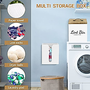 Farmhouse Magnetic Lint Bin & Dryer Sheet Holder Set, Dryer Sheet Dispenser with Lid for Laundry Room Decor and Accessories, Fabric Softener Dispenser Laundry Pods Container Lint Bin for Laundry Room
