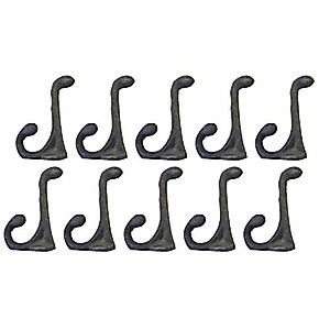 Midwest Craft House 10 Cast Iron Black School Hat Coat Rack Hall Tree Hooks 3 1/4"