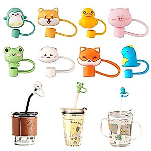 VERSAINSECT rs Cap, Silicone Reusable Straw Covers, Anti-dust Silicone Straw Cover, Cute Cartoon Straw Tips Cover for 6-8 mm Straws (Not include Straw)