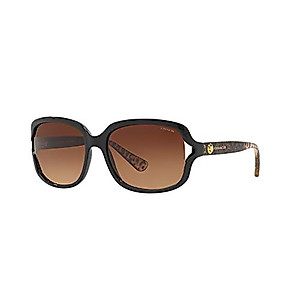 COACH Woman Sunglasses Black Frame, Brown Gradient Lenses, 57MM