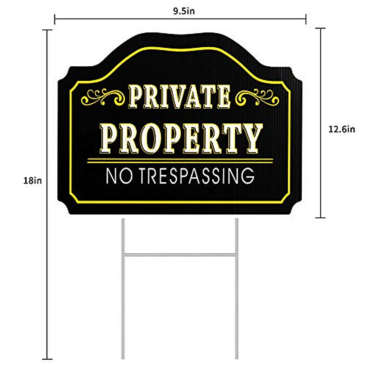 HISVISION Private Property No Trespassing Sign with Stakes 2 Pack, 12" x 9" No Trespassing Yard Sign, 5mm Corrugated Plastic Double Sided, UVresistance, Waterproof, Non-Fading, Easy to Install
