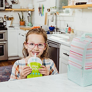 WeeSprout Double Zipper Reusable Food Pouches (5 Fl Oz, Green)