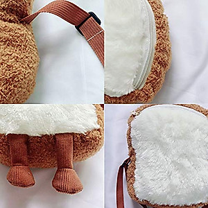 V&E Sliced Bread Plush Purse Messenger Bag Crossbody Shoulder Bags Toast The Best Thing Since Sliced Bread White and Brown