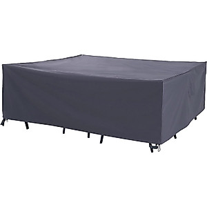 Yoneesn Garden Furniture Covers, Patio Furniture Waterproof Cover with Air Vent , 600D Outdoor Sofa Cover for outside Rectangle/Rectangular Table and Chair Set, rattan furniture set