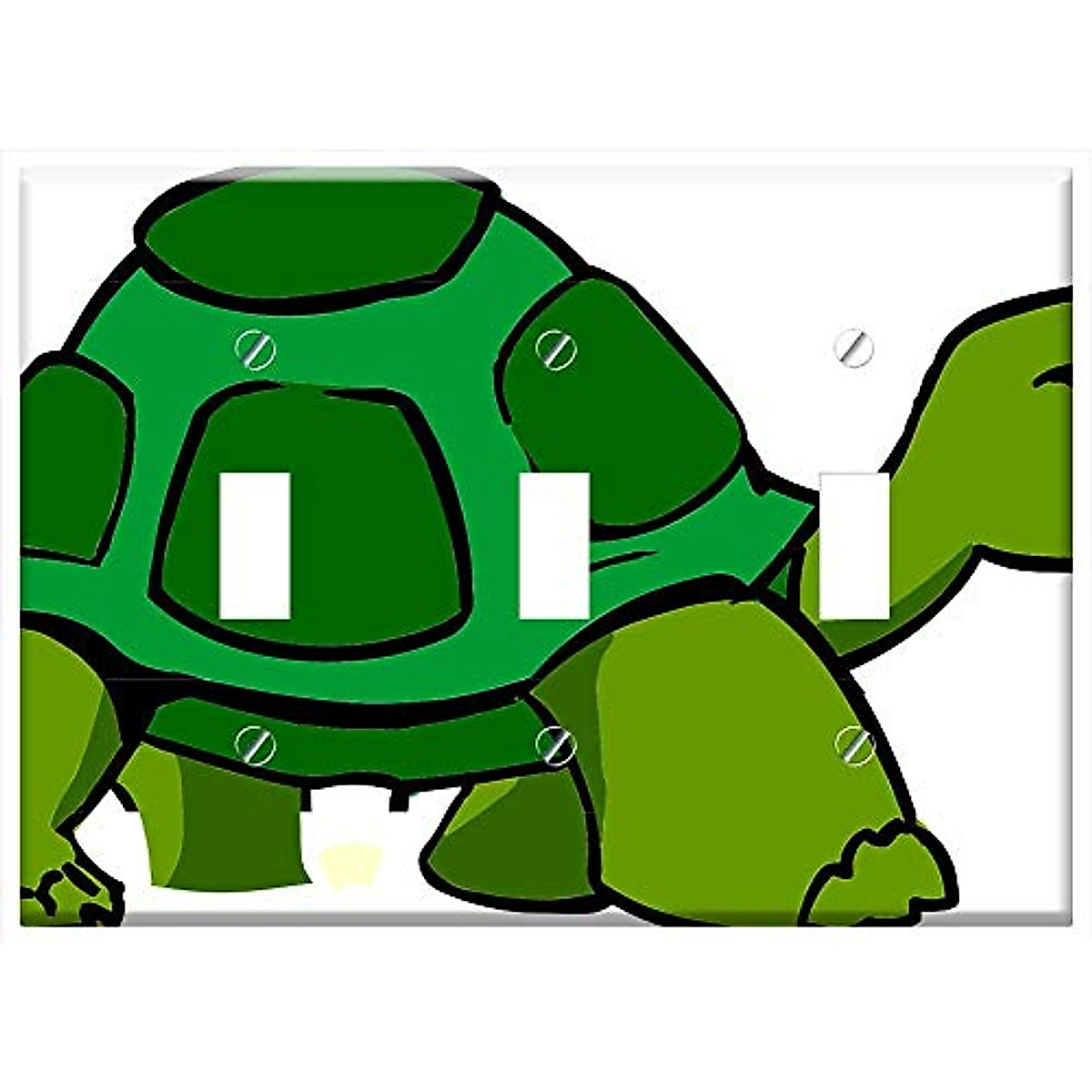 Switch Plate Triple Toggle - Turtle Carapace Tortoise Green Walking Shell Slow