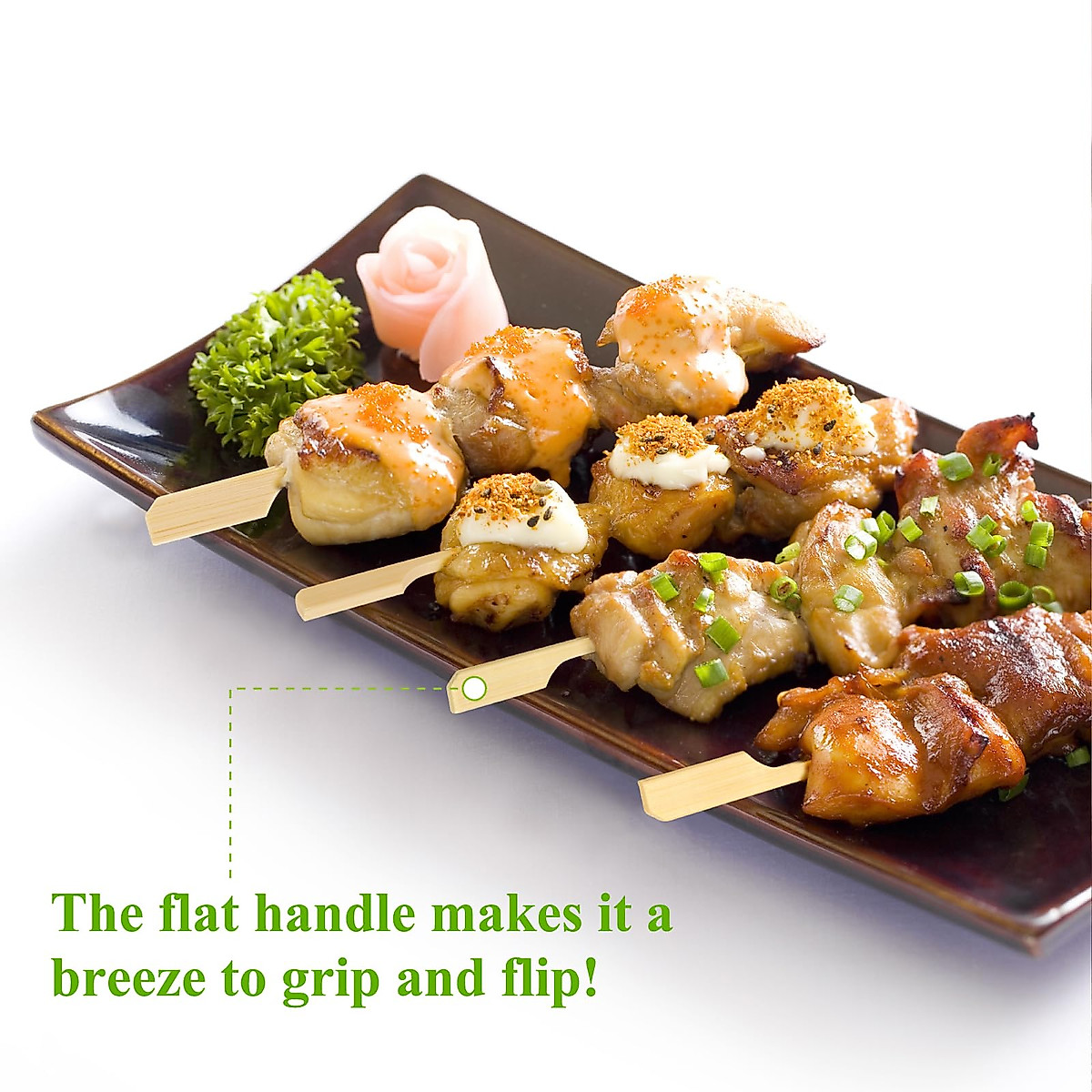 300PCS Cocktail Picks Bamboo Skewers For Appetizers, FATLODA Paddle Wooden Skewers, Fancy Flat Toothpicks For Appetizers, 4.7 IN Bamboo Sticks For Party Sandwich Fruit Charcuterie Boards Accessories