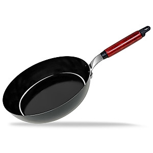 HOKURIKUALUMI Frying Pans Nonstick Iron Egg Pan Skillet Cookware Japanese Pans for Cooking Easy to Clean with Natural Wood Handle Made in Japan (Color: Black, 10 inches)