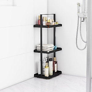 3 Tier Standing Shower Caddy Organizer Corner, Bathroom Shower Organizer Stand with Handle, Metal Shower Shelf Caddy Corner for Shampoo, Shower Rack Stands for Inside Bathroom, Bathtub, Black