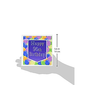 Balloons with Purple Banner Happy 96th Birthday - Greeting Card, 6 x 6 inches, single (gc_174860_5)