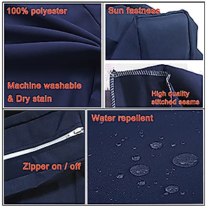 Oslimea Outdoor Seat Cushion Slip Cover 25" x 27", Waterproof Patio Furniture Chair Cushion Cover Replacement Pillow Slip Seat Cushion Cover 2 Pack - Covers Only, Dark Blue