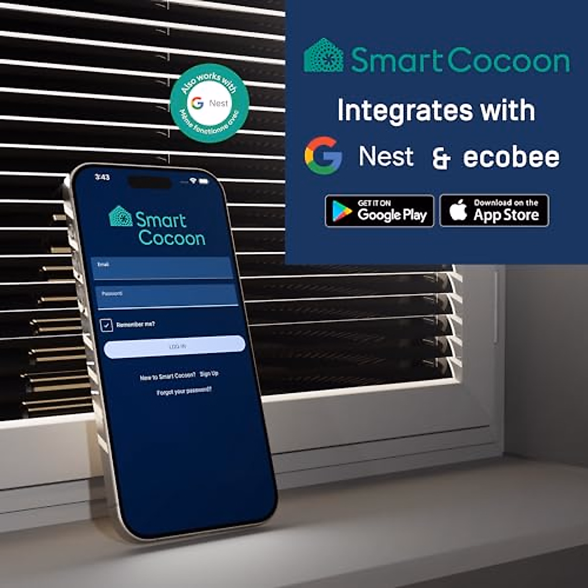 SMARTCOCOON 3"X10" Intelligent Booster Fan System - Integrates With Ecobee & Nest Smart Thermostats - Increase Airflow to Bedroom & Syncs To Your HVAC System - Renter Friendly Floor Fan For Vent