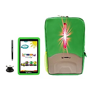 LINSAY 7" 2GB RAM 32GB Storage Android 12 Tablet with Green Kids Defender Case, LED Backpack, Pop Holder and Pen Stylus