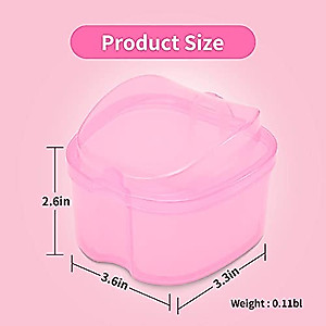 Dental Orthodontic Retainer Container Cleaning Case,Denture Bath Box Case Cup Holder, Mouthguard Storage Soaking Case - Leak Proof with Lid Waterproof - Pink