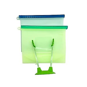 Silicone Reusable Storage Bags (1500ml | 2 Bags) with Stand By Nuccun, Airtight Ziplocks | Freeze | Microwave | Dishwasher Safe