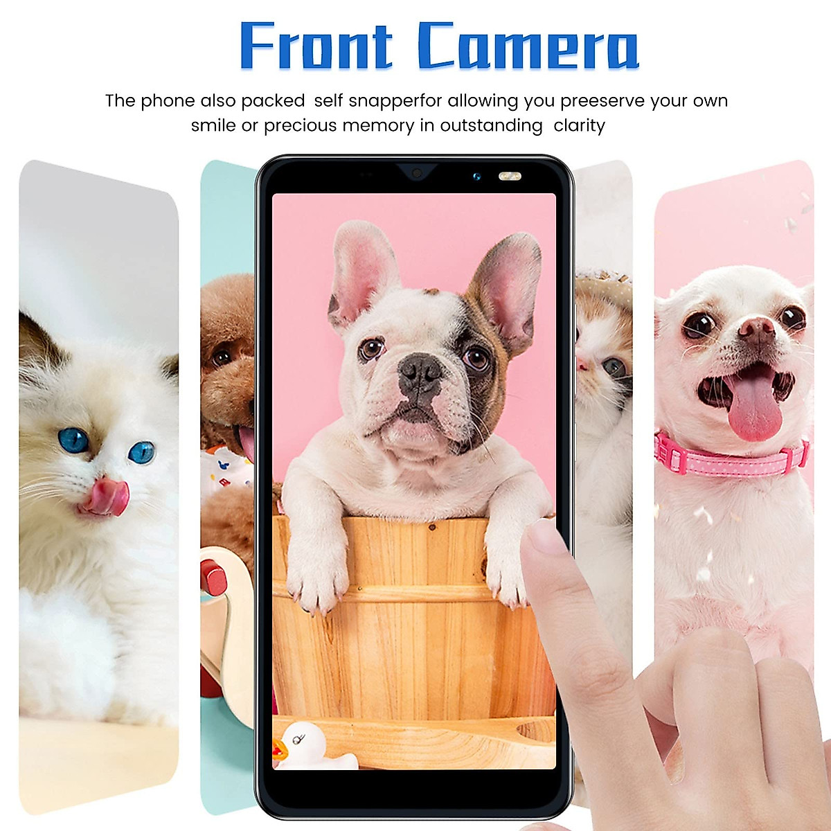 Smartphone, Rino9 Pro Android 4.4.2, 512MB 4GB Dual SIM Phone Finger Face ID 2200mAh 5.45 Inch Celular, 0.3MP front HD camera, 2MP rear Camera, Gift for Friends Family (black)