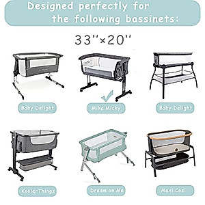 MEILA Bassinet Sheets Compatible with Mika Micky Bedside Sleeper, Mini Crib Sheets for Boy Girl, 100% Jersey Cotton Bassinet Matress Sheet, Ultra Soft, Pack of 2（33"×20"）