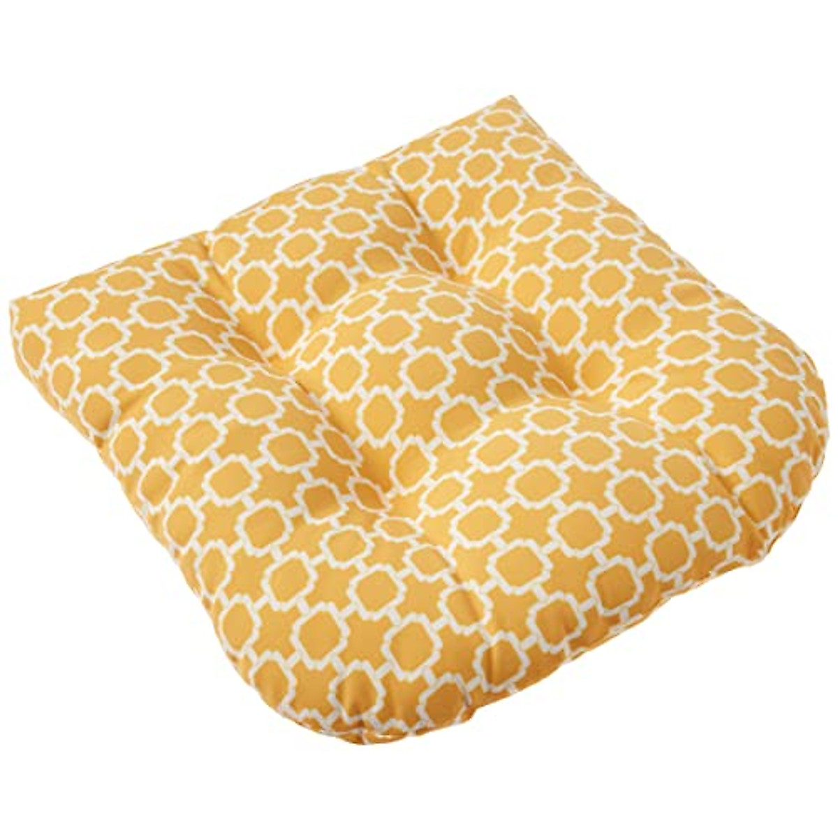 Pillow Perfect Outdoor/Indoor Hockley Banana Tufted Seat Cushions (Round Back), 2 Count (Pack of 1), Yellow