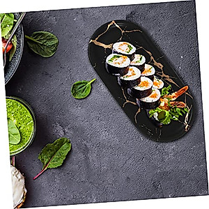 Cabilock 1pc Ceramic Dish Black Marble Tray Serving Platters Beverage Serving Tray Dessert Platter Ceramic Serving Plate Trays Serving Dishes Fruit Serving Dish Snack Storage Box Household