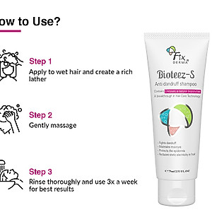 FIXDERMA 2% Salicylic Acid Bioteez-S Shampoo with 1% Zinc Pyrithione & Tea Tree Oil | Anti Dandruff Shampoo | Sulphate & Paraben free Shampoo - 2.65 Fl Oz