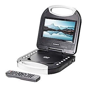 Magnavox MTFT750-BK Portable 7 inch TFT DVD/CD Player with Remote Control and Car Adapter in Black | Rechargeable Battery | Headphone Jack | Built-In Speakers |