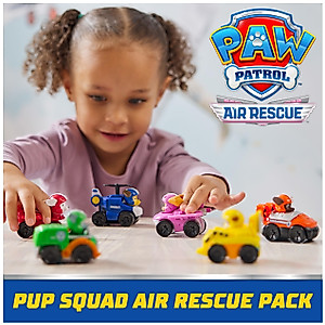 Paw Patrol: Air Rescue, 6-Piece Pup Squad Racers, Toy Cars Gift Set with Chase, Marshall, Skye, Rubble, Rocky & Zuma, Kids Toys for Boys & Girls 3+