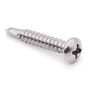 100pcs #6 x 1 Phillips Pan Head Self Drilling Screw, 410 Stainless Steel, Pan Head Quick Self Tapping Screws for Sheet Metal, Wood, Plastic, Without Pre-drilled Holes