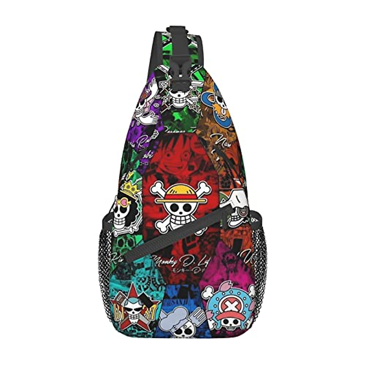 HAIROURI Japanese Anime Crossbody Sling Backpack Shoulder Bag For Women Men Boys Girls Skull Chest Sling Bag Multipurpose Crossbody Shoulder Bag Travel Hiking Daypack-A1