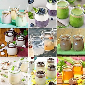 40 Pack 6.7 oz Clear Glass Jars With PE Lids,Glass Yogurt Container,Glass Pudding Jars Yogurt Jars for Milk,Jams,Jelly,Mousse,Honey and More