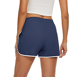 TACVASEN Women's Quick Dry Shorts Hiking Athletic Outdoor Tennis Golf Shorts Breathable Lightweight Travel Shorts Stretch Dark Blue L