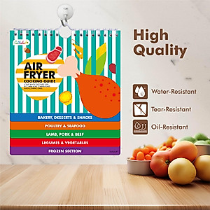 Magnetic Air Fryer Cheat Sheet, Air Fryer Cooking Guide Booklet with 72 Removable Blank Labels, Cooking Time Temp Chart Recipe Guide for Quick Reference