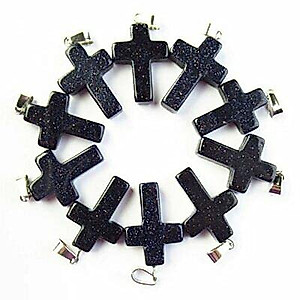 10pcs 28x18x5mm Carved Blue Sand Stone Cross Pendant Bead 305SK