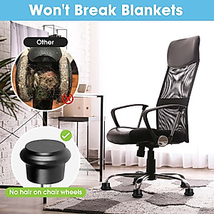 Bell Glides Replacement Office Chair Swivel Caster Wheels to Fixed Stationary Castors,with Separate Self Adhesive Felt Pads for Carpet,Desk Chair Feet Wheel Stopper, Black 5 Pcs