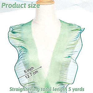 OIIKI Ruffle Pleated Organza Lace Trims 5 Yards, Organza Chiffon Ruffled Fabric Trim, Tulle Ruffle Lace Border for Craft Sewing Dress Bag Decoration Applique Trimming Gradient Yellow Blue