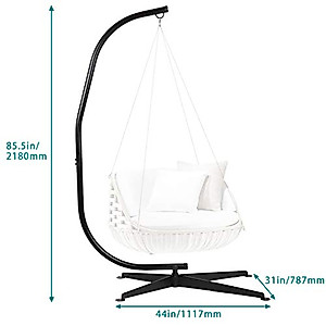 Her Majesty C Stand Hanging Outdoor Indoor Solid Steel Heavy Duty Construction for Hammock Air Porch Swing Chair, Black