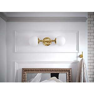 Moen YB0562BG Colinet 2-Light Dual-Mount Bath Bathroom Vanity Fixture with Frosted Glass, Brushed Gold