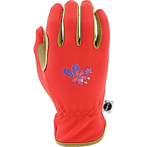 Miracle-Gro MG86201 Synthetic Leather Palm Gloves – [Orange, Small/Medium], Touchscreen Compatible