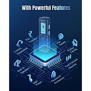 64GB Mini Voice Recorder, Digital Voice Recorder Pocket Tape Recorder with Playback for Lectures, Meetings, XIHAMA 4608 Hours Handheld Audio Recorder with Microphone, USB Charge, Password