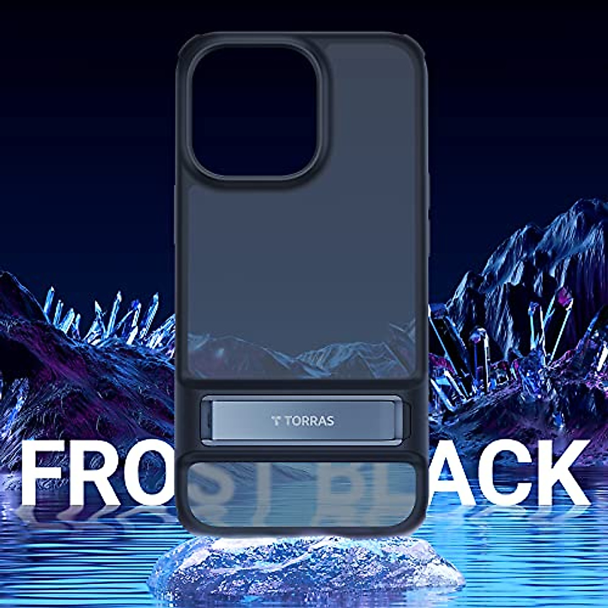 TORRAS MarsClimber for iPhone 13 Pro Max Case,[8X Military Armor-Level Shockproof] [3 Stand Ways Kickstand] Translucent Stand Cover Phone Cases for iPhone 13 Pro Max Case, Mystic Black