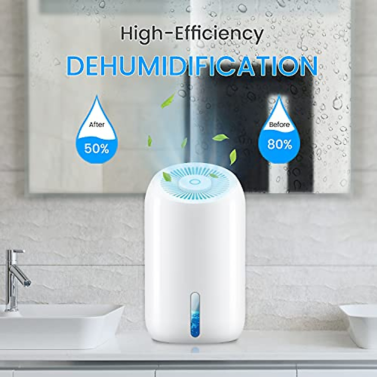 Dehumidifier - 31oz(900ml) 【40dB Ultra Quiet】 Small Dehumidifiers Up to 215 Sq ft with 【Overflow Protection】, 【Portable Mini Dehumidifiers】 for Home Bedroom Bathroom Basement Closet RV