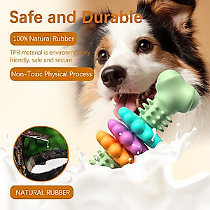 Lykani Dog Chew Toys for Small Dogs Toothbrush Stick Teeth Cleaning Brush Dental for Aggressive Chewers, Durable Interactive Dog Toys, Rubber Dog Toys for Puppy Christmas Easter Birthday Gifts, Green
