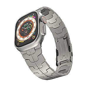 LULULOOK Titanium Band Compatible with Apple Watch Ultra/Ultra 2 49mm, Grade 2 Pure Titanium Metal Smartwatch Replacement Band with Folding Clasp for Men