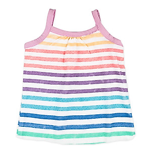 HonestBaby 5-Pack Cami Tops Sleeveless T-Shirts 100% Organic Cotton for Infant and Toddler Baby Girls (Legacy), Wild Rainbow, 4T