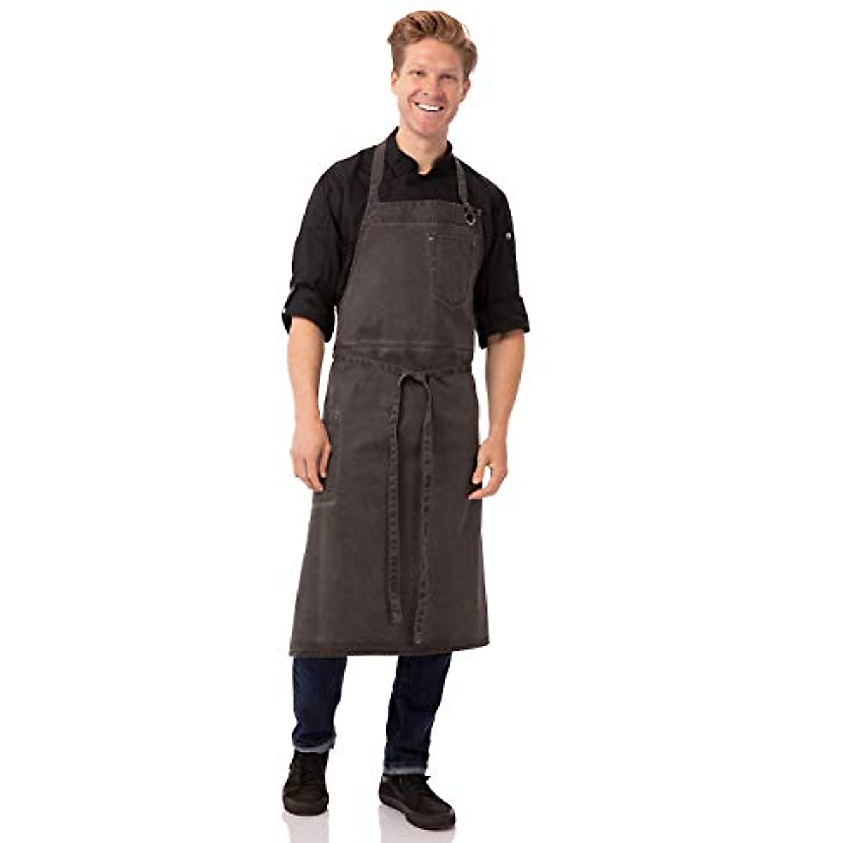 Chef Works Unisex Dorset Chefs Bib Apron, Pewter, One Size