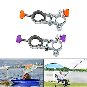 2Pcs Umbrella Stand, Folding Leisure Chair Mount Umbrella Mount Clip, Outdoor Fishing Umbrella Rod Racks, Fit for 23-25mm Pipes(Purple)