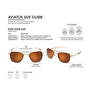 Randolph USA | Gold Classic Aviator Sunglasses for Men or Women 100% UV