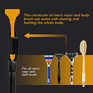 EASACE Razor Extension Shaver Handle with Adjustable Length for Leg, Body Shaver Handle Groomer, Hair Brush Handle for Wet or Dry Brushing, Multiple Functions Razor Shaver for Body(Black)