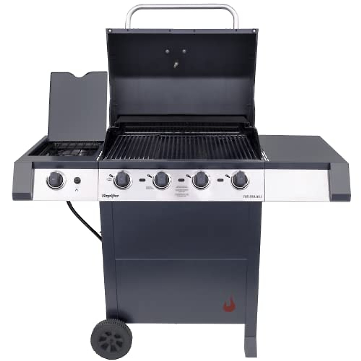 Char-Broil 463331422 Performance Amplifire 4-Burner Cart Style Liquid Propane Gas Grill Metallic Gray & 5+ Burner Extra Large Rip-Stop Grill Cover
