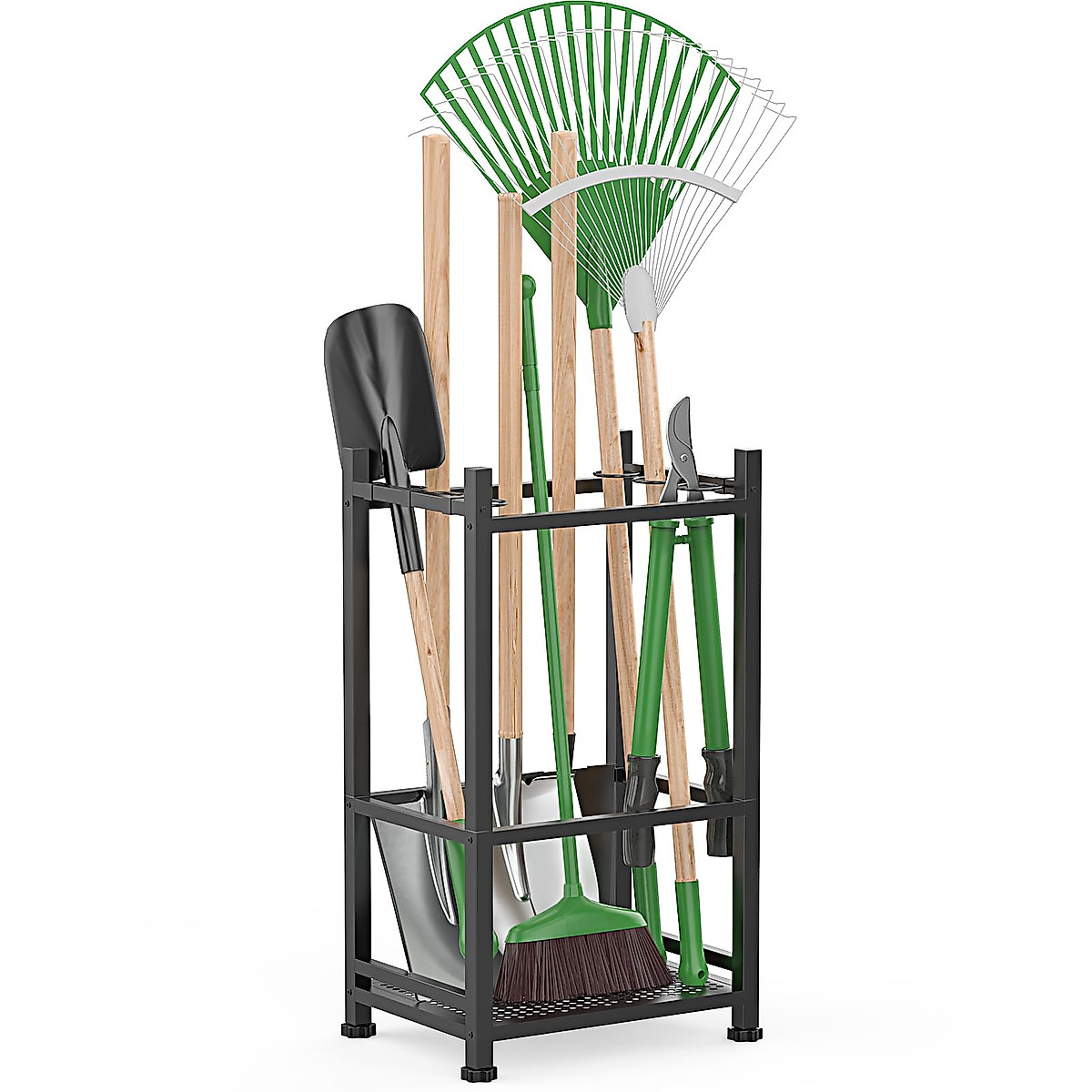 DIRZA Garden Tool Organizer,Yard Tool Organizer for Garage Organization and Storage,Garden Tool Rack with 9 Loops for Garage, Shed, Outdoor,Easy Take Out and Storage,Will NOT tip over