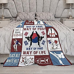 Taekwondo Blanket Korea Gifts for Girls Boys Kids Woman Sport Throw Blankets Soft Blanket Warm Fleece Flannel Plush Blankets for Bed Sofa Couch 40"x50"