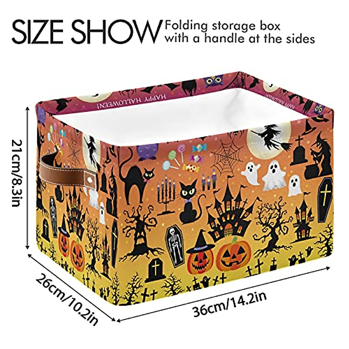 xigua Halloween Woods Spooky Tree Pumpkins Storage Bin for Toy Storage Basket Dirty Clothes Sundries Office Home Closet Organizer Shelf Cube Box Waterproof Laundry Basket